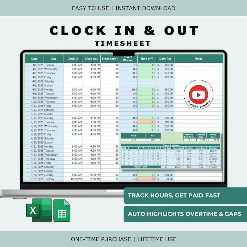 Track Time Clock - Etsy