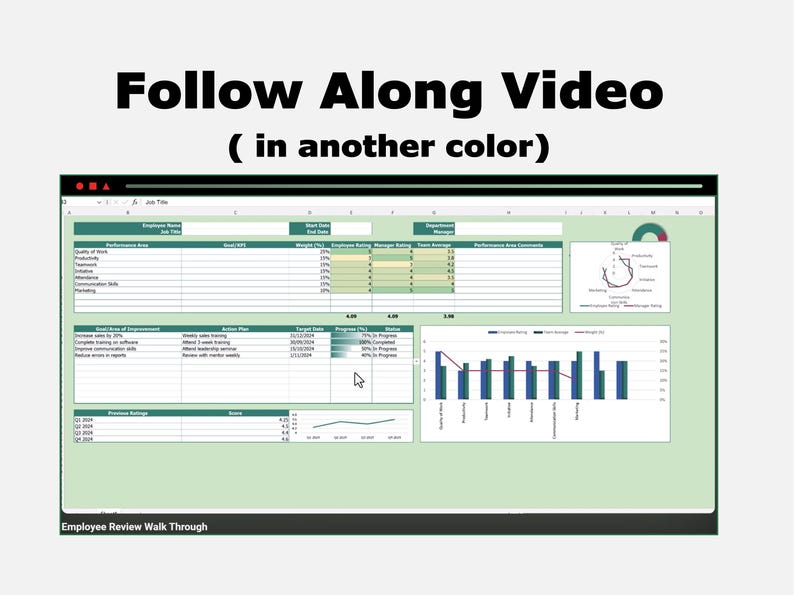 Employee Performance Review Tracker | Excel Template for Ratings, Goals ...
