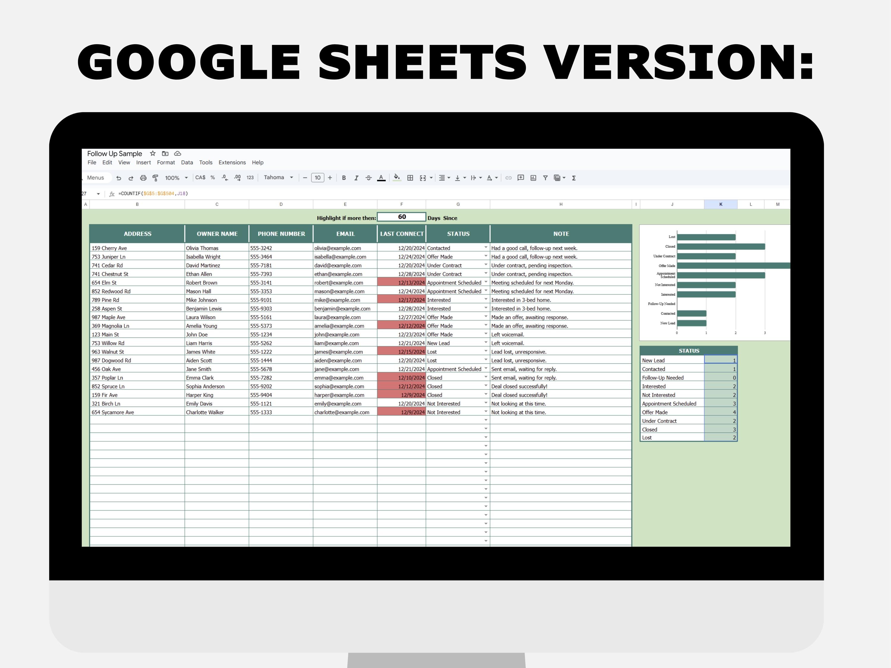 Lead Follow up Tracker | CRM for Real Estate & Sales (excel and Google ...