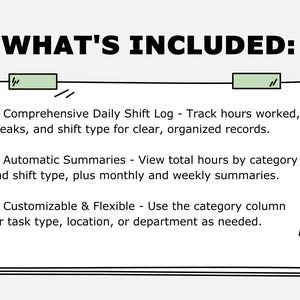 Daily Shift Log Template - Track Work Hours & Breaks , Shift Category ...
