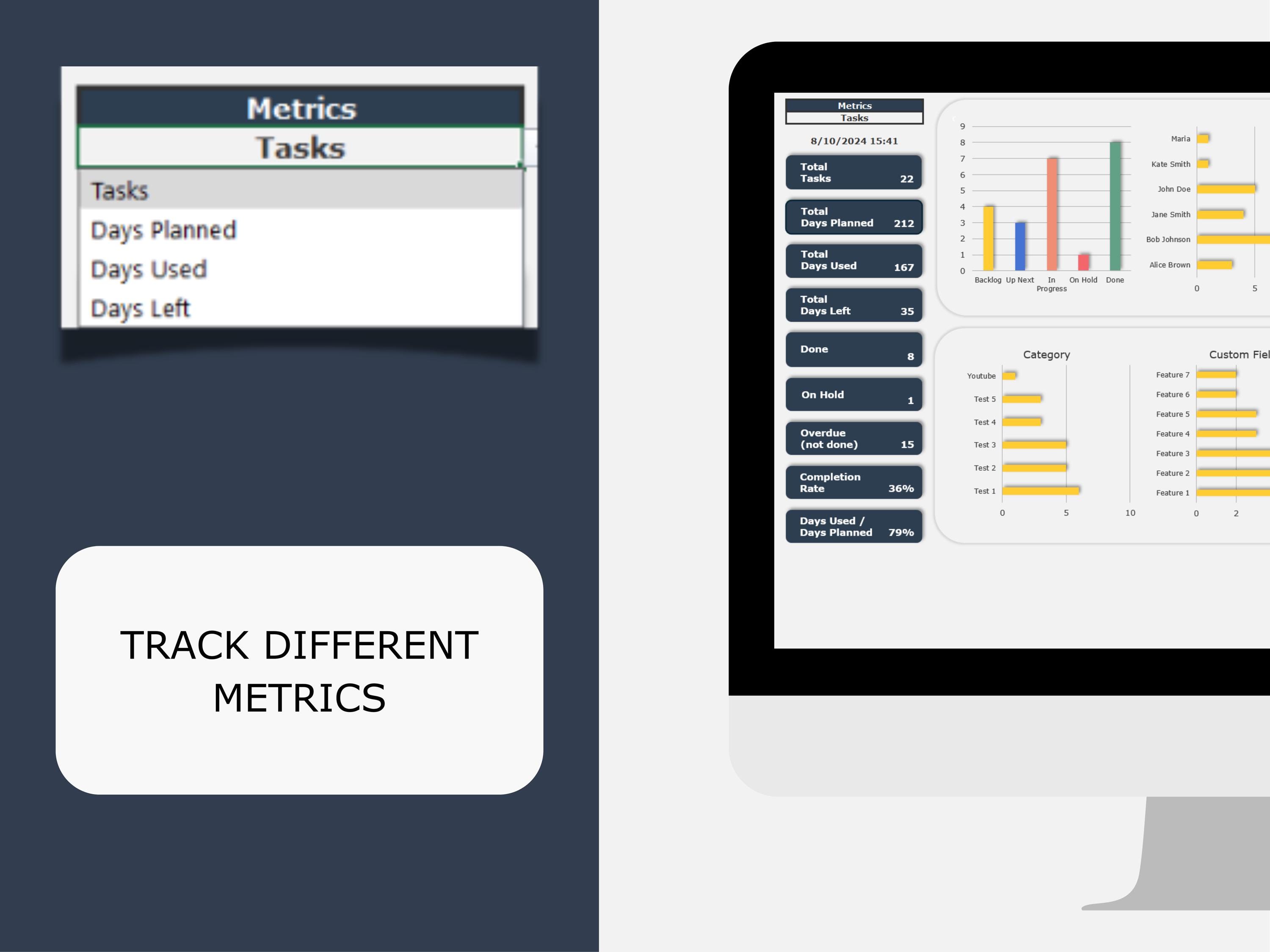 Team Task Management Dashboard: Visual Charts & Custom Fields Excel - Etsy