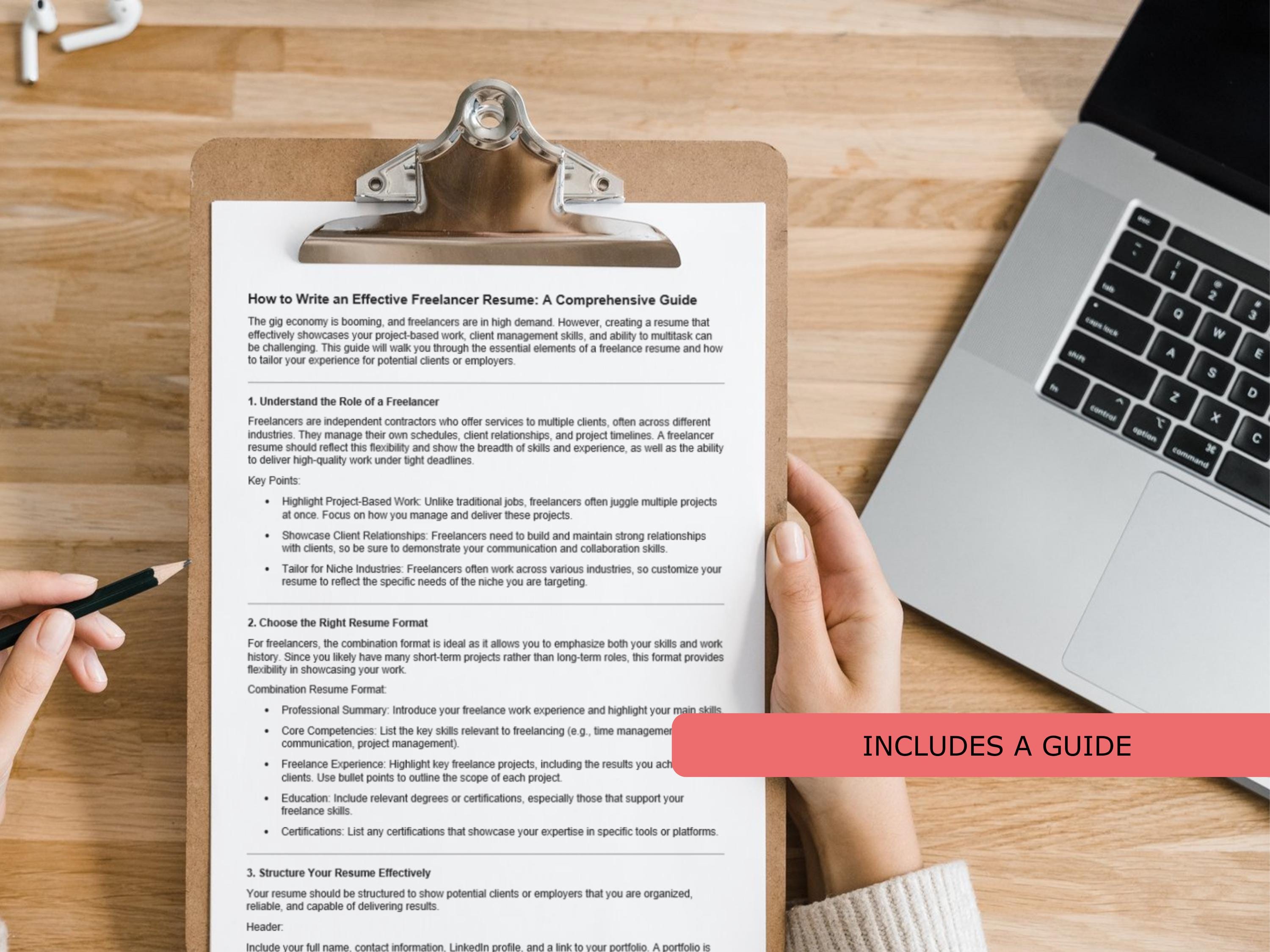 Freelancer Resume Template + Guide | Showcase Project-based Work ...