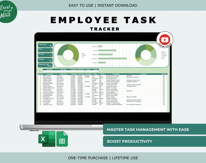 Employee Task Tracker: Team Project Management (excel & Google Sheets ...