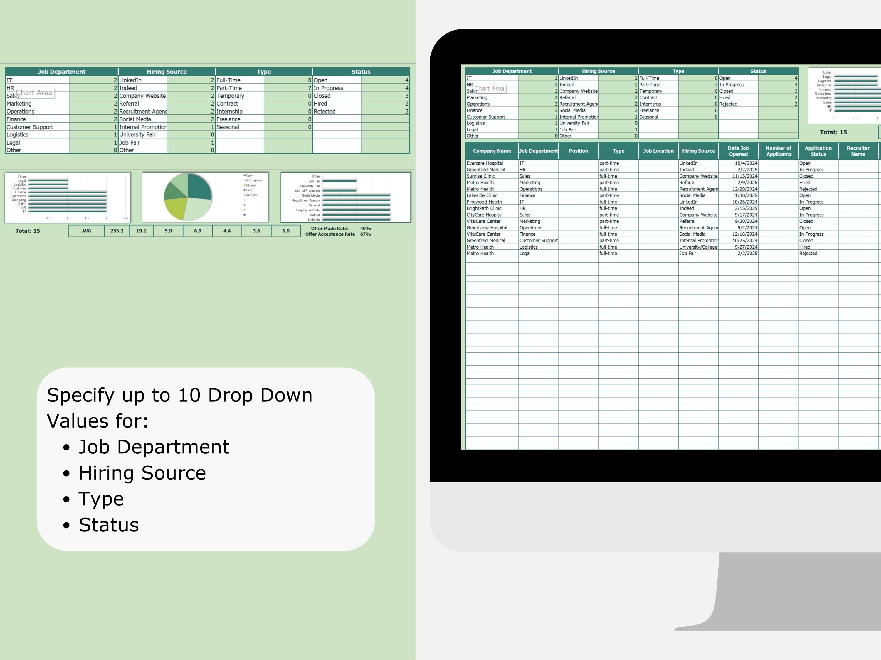 HR Hiring Tracker Recruitment Spreadsheet Applicant Tracking Excel Job ...