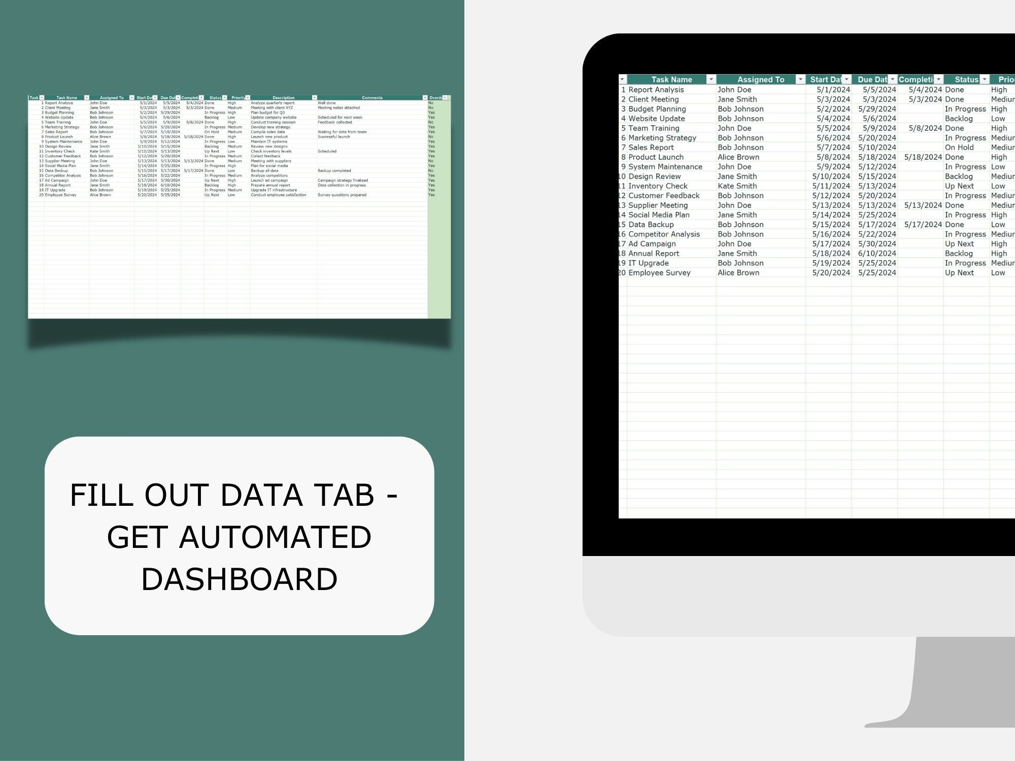 Employee Task Tracker Excel Template Team Management Project Management ...