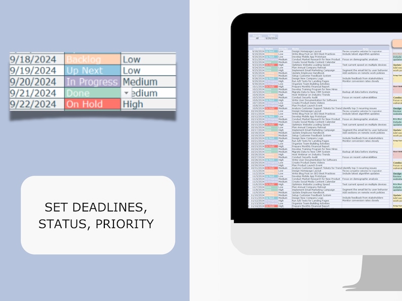 Kanban Board : Calendar Tracker With Priority Filters Excel - Etsy