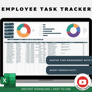 Employee Task Tracker Excel Template | Project Management Tool | Team ...