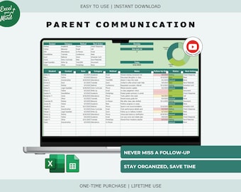 Parent Communication Log With Follow-up Tracker + Status Summary (excel ...