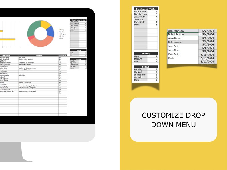 Employee Task Tracker: Team Project Management (excel & Google Sheets ...
