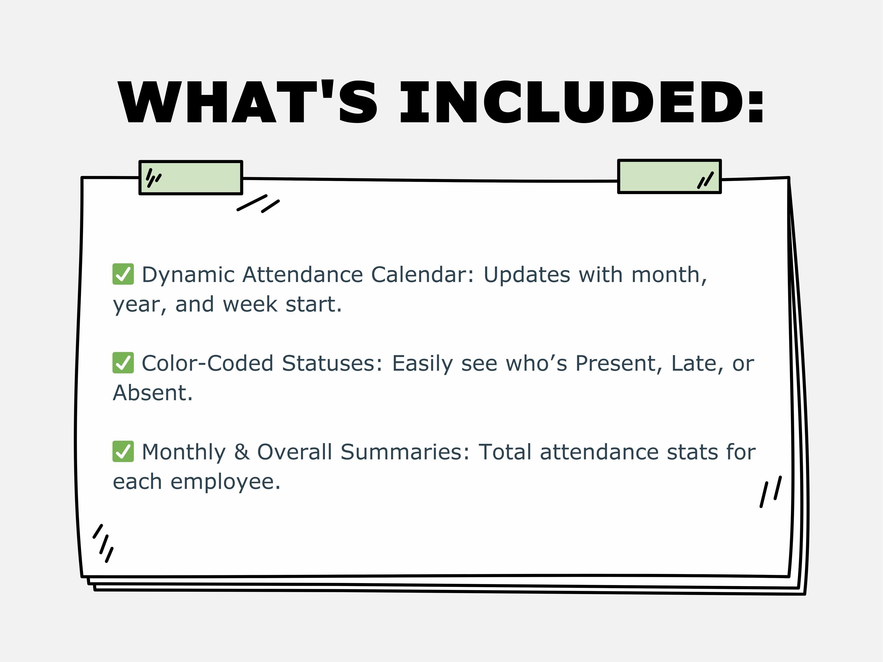 Employee Attendance Tracker: Monthly Calendar View + Status Log (excel ...