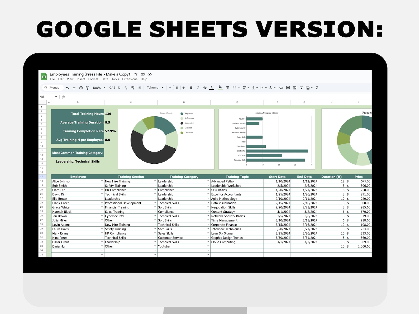 Employee Training Tracker Template for Excel, Training Progress Log ...