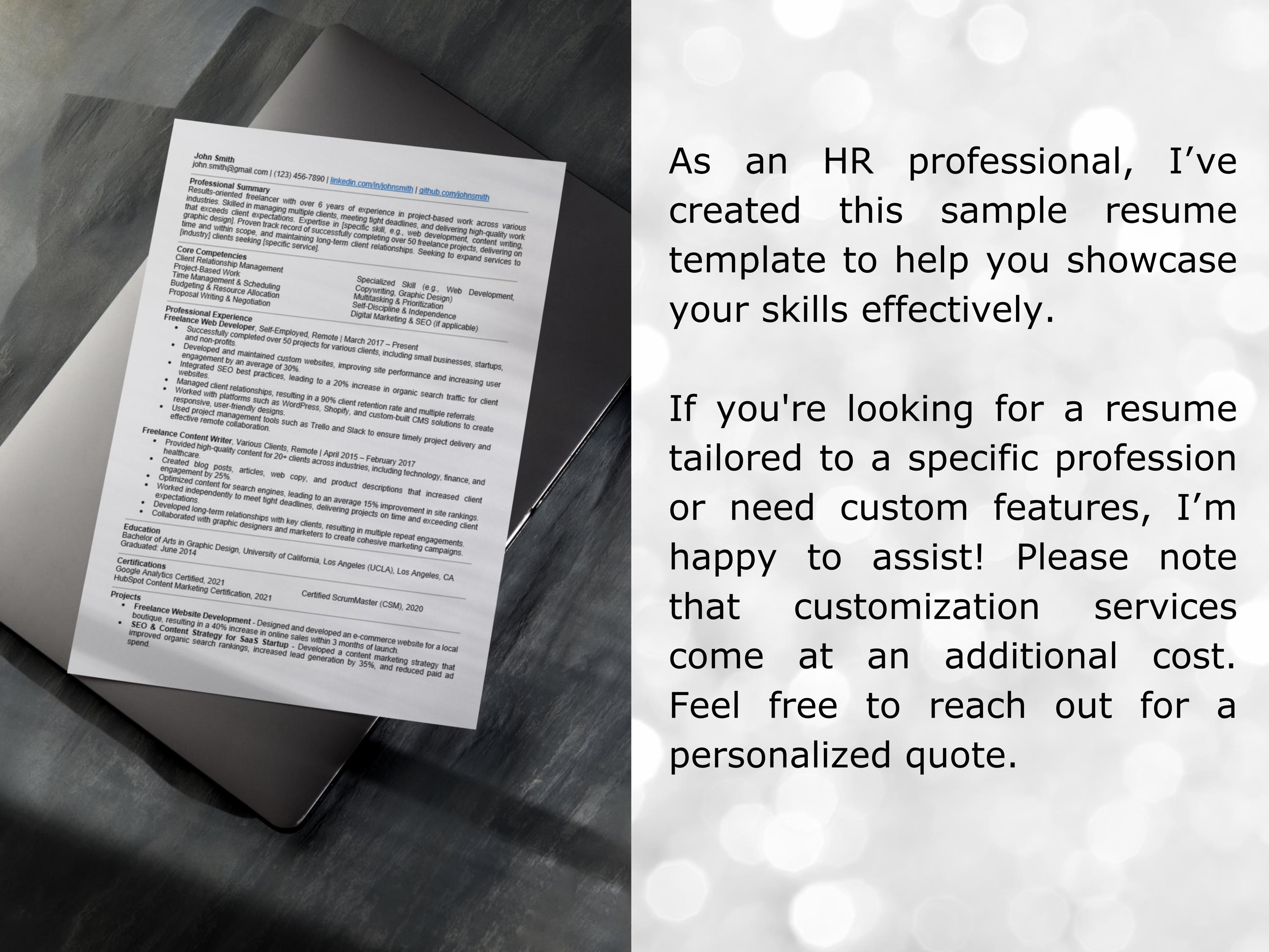 Freelancer Resume Template + Guide | Showcase Project-based Work ...