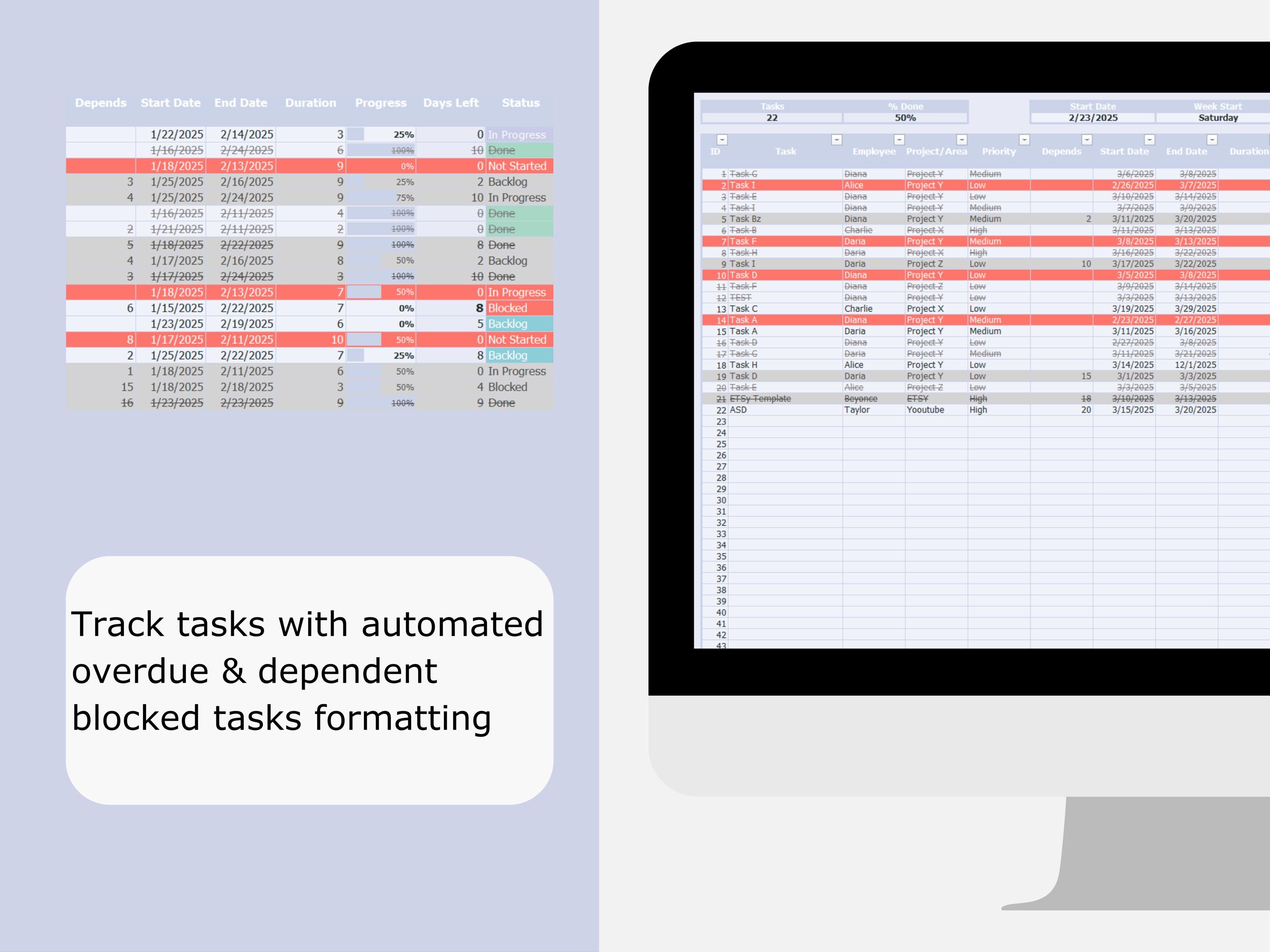 Gantt + Kanban Task Management Dashboard Excel - Etsy