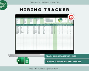 HR Hiring Tracker Recruitment Spreadsheet Applicant Tracking Excel Job Offer Hiring Analytics ...