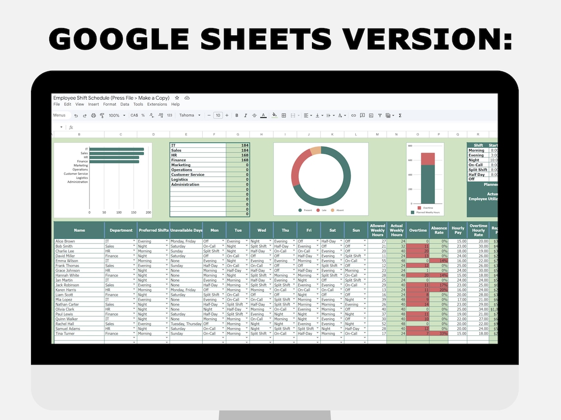 Employee Shift Schedule & Work Tracker | Staff Attendance, Overtime ...