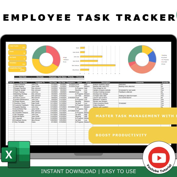Excel Employee Tracking Template - Etsy