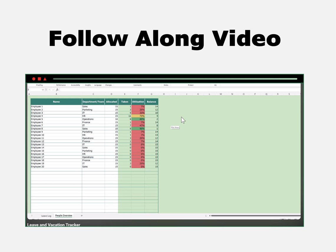 Simple PTO & Sick Leave and Vacation Log for Small Business (excel ...