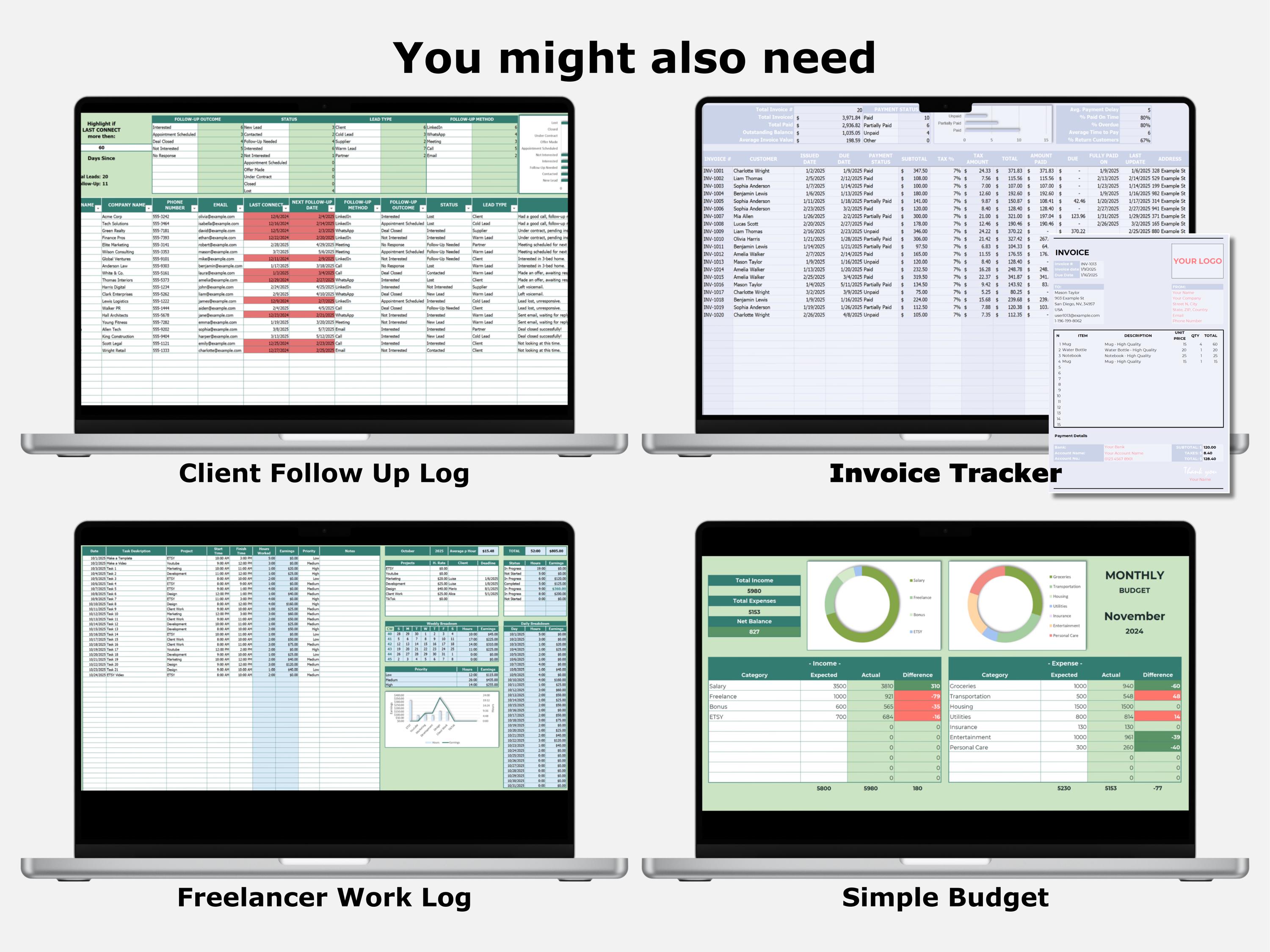 Tax Deduction Tracker With Dashboard: Business Expense Log, Receipt ...