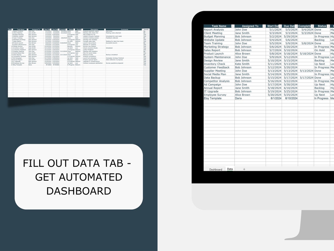 Employee Task Tracker Excel Template Project Management Tool Team to Do ...