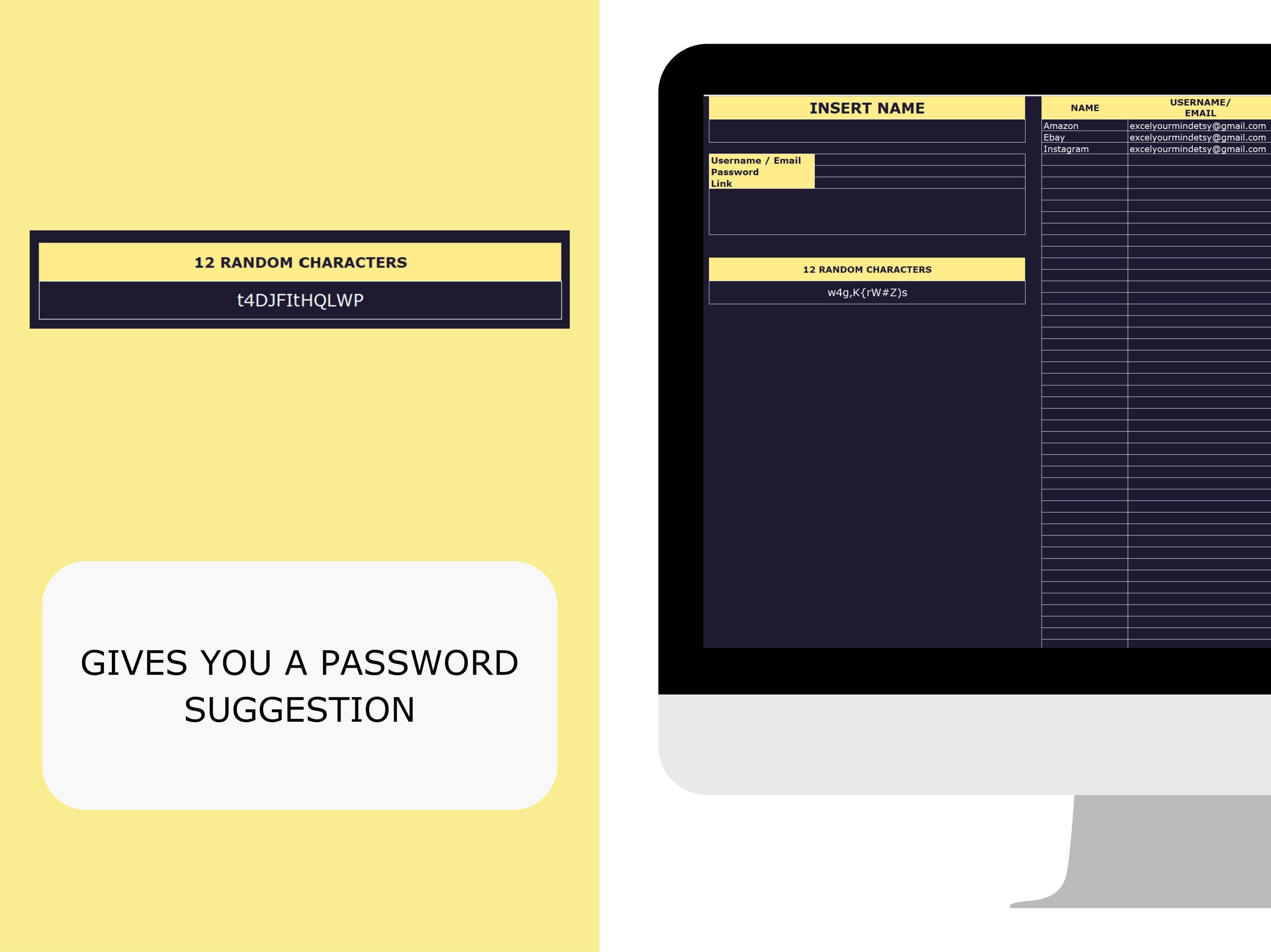 Password Manager Excel Accounts Tracker Spreadsheet Template With ...