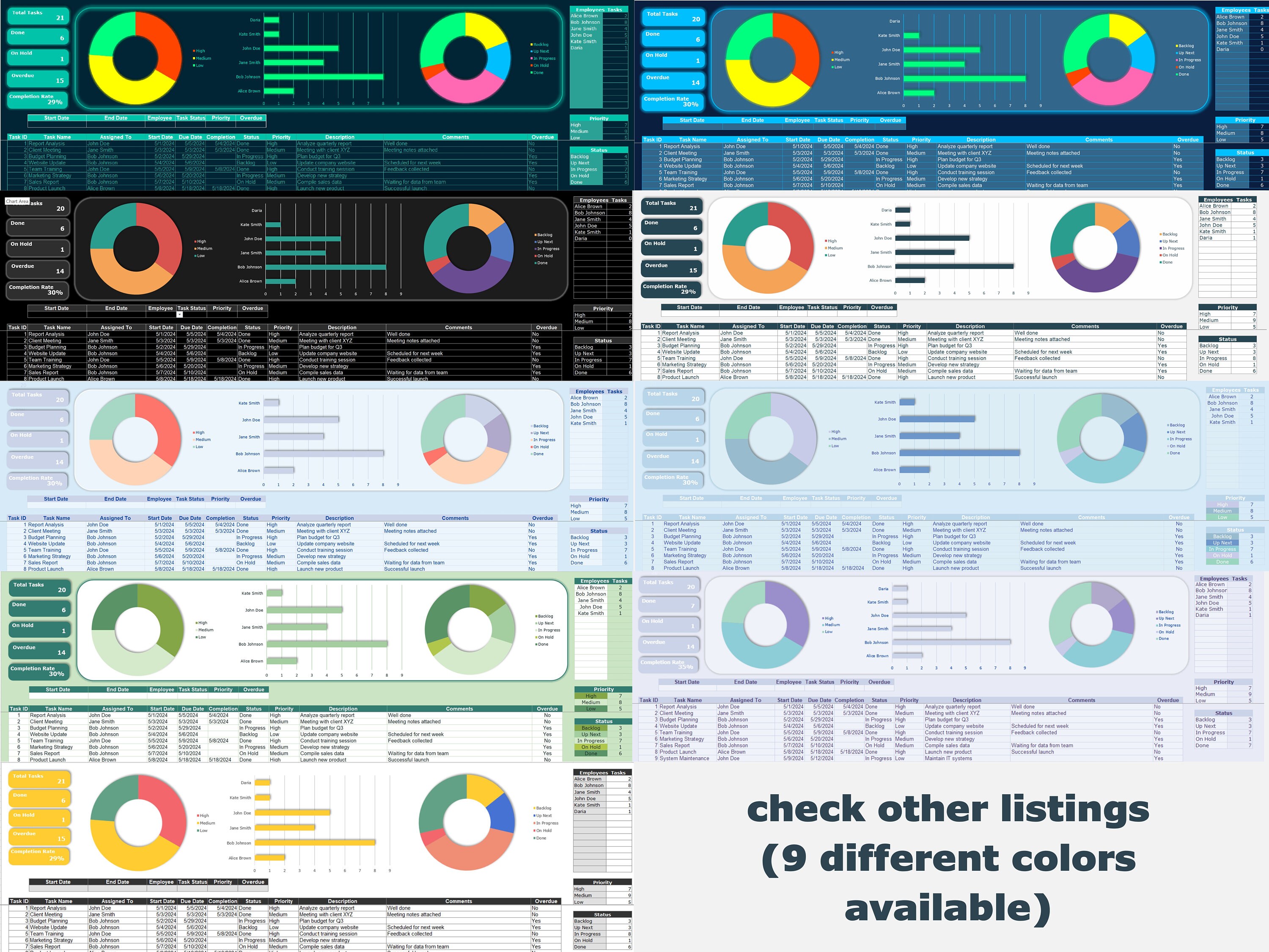 Employee Task Tracker Excel Template | Project Management Tool | Team ...