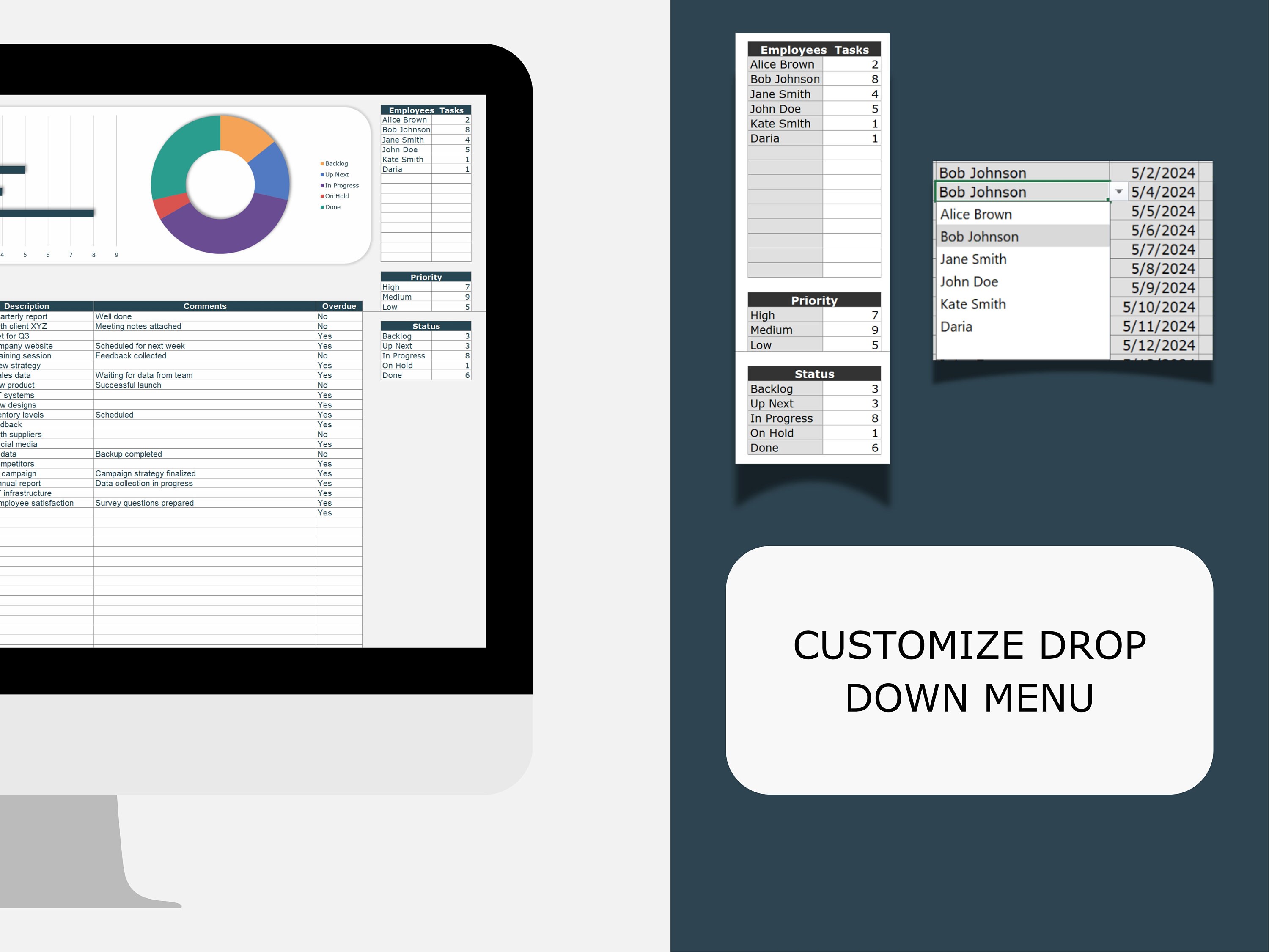 Employee Task Tracker Excel Template Project Management Tool Team To Do Organizer Project