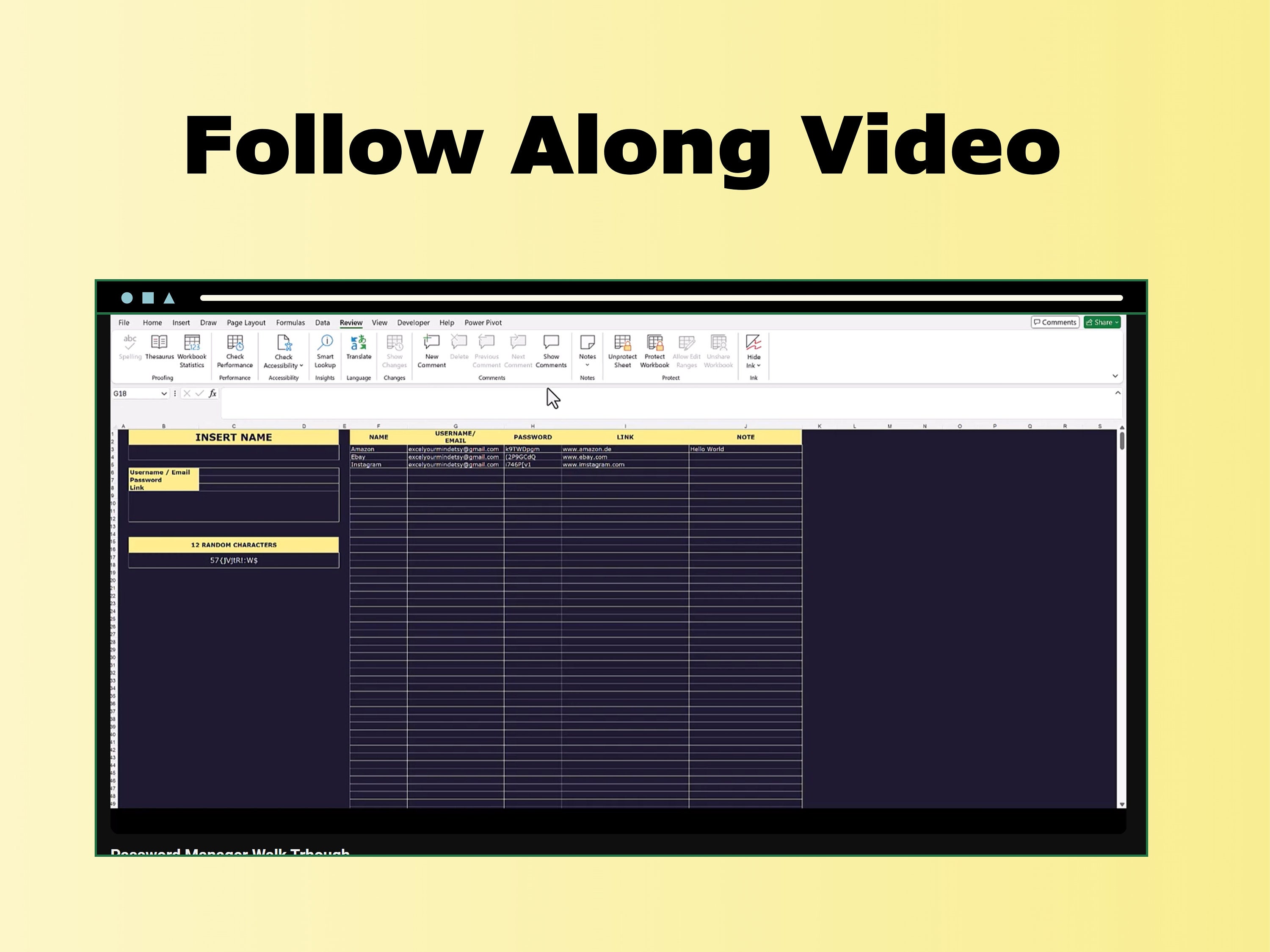 Password Manager Excel Accounts Tracker Spreadsheet Template With ...