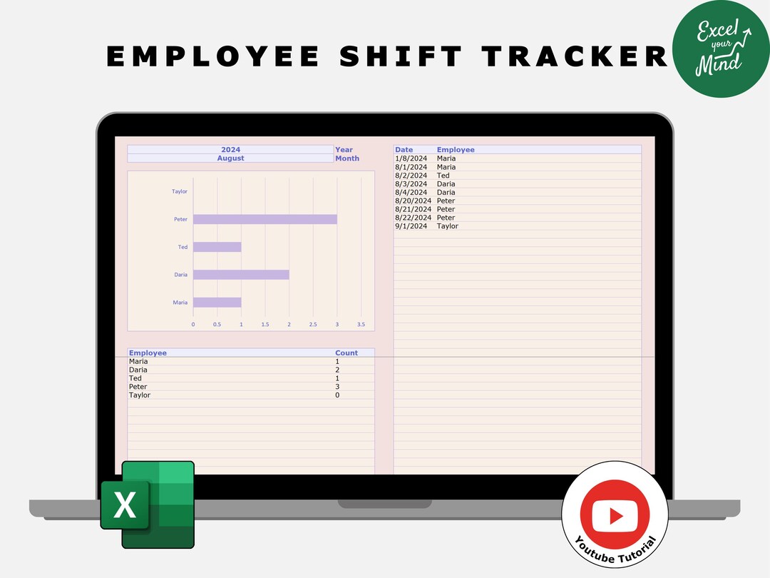 Employee Shift and Attendance Tracker: Excel Template for Managing Staff Schedules, Monitoring ...