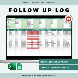 Client & Follow-up Tracker, Lead CRM Spreadsheet, Contact Log, Small Business CRM, Google Sheets ...