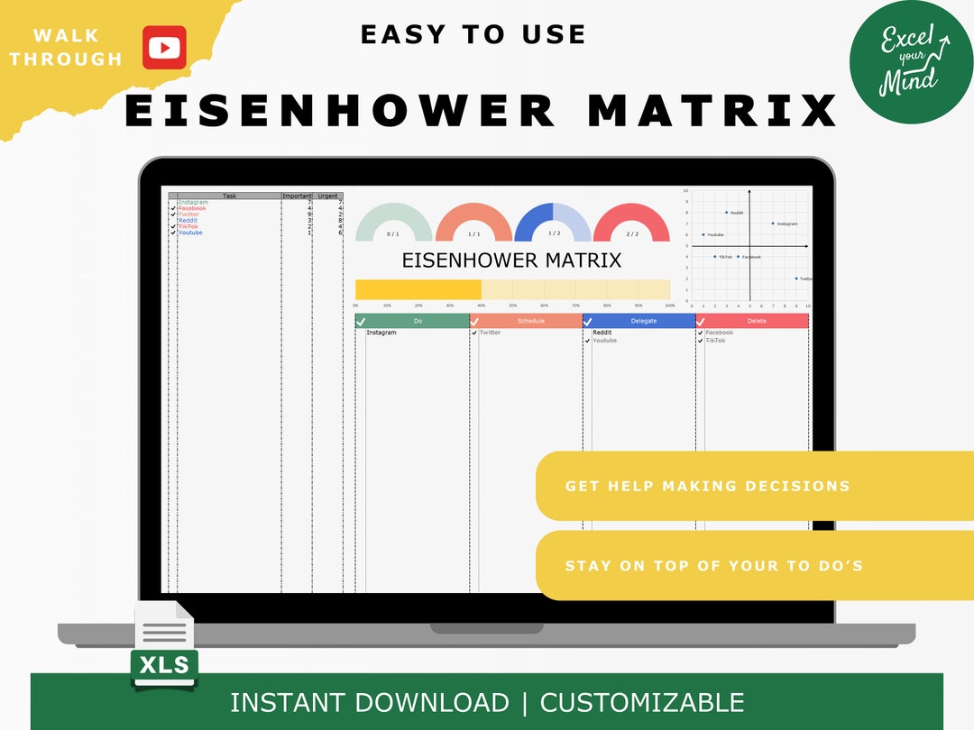 Eisenhower Matrix Template Excel Decision Matrix Spreadsheet for ...