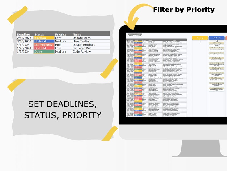 Kanban Board With Automated Calendar | Track Tasks by Deadline, Filter ...