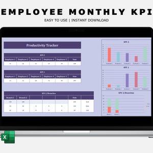KPI Tracker: Employee Goals Branch Performance (excel & Google Sheets ...