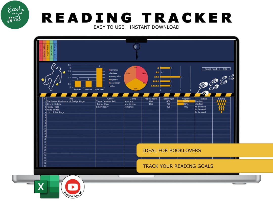 Reading Tracker Excel Track Books to Read / Books I've Read Template ...