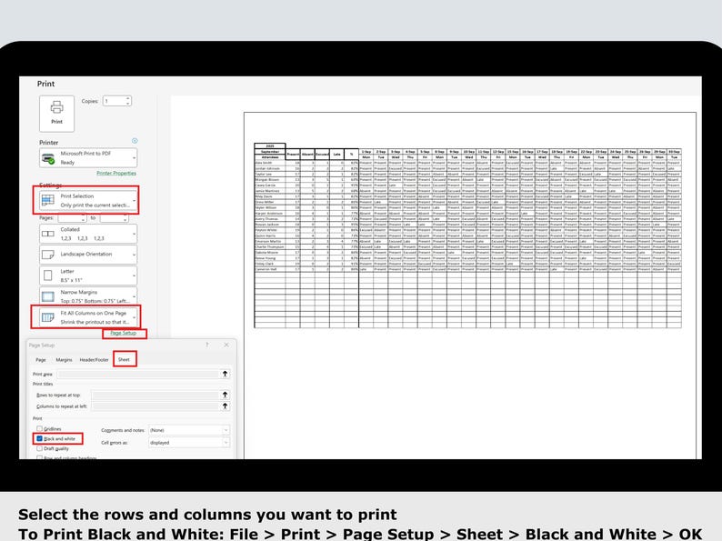 Monthly Staff Shift Attendance Tracker Excel Template – Present, Absent ...