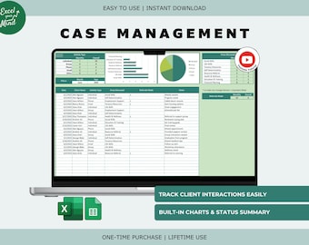 Management Log | Case Manager Social Work Caseload Tracker (excel ...