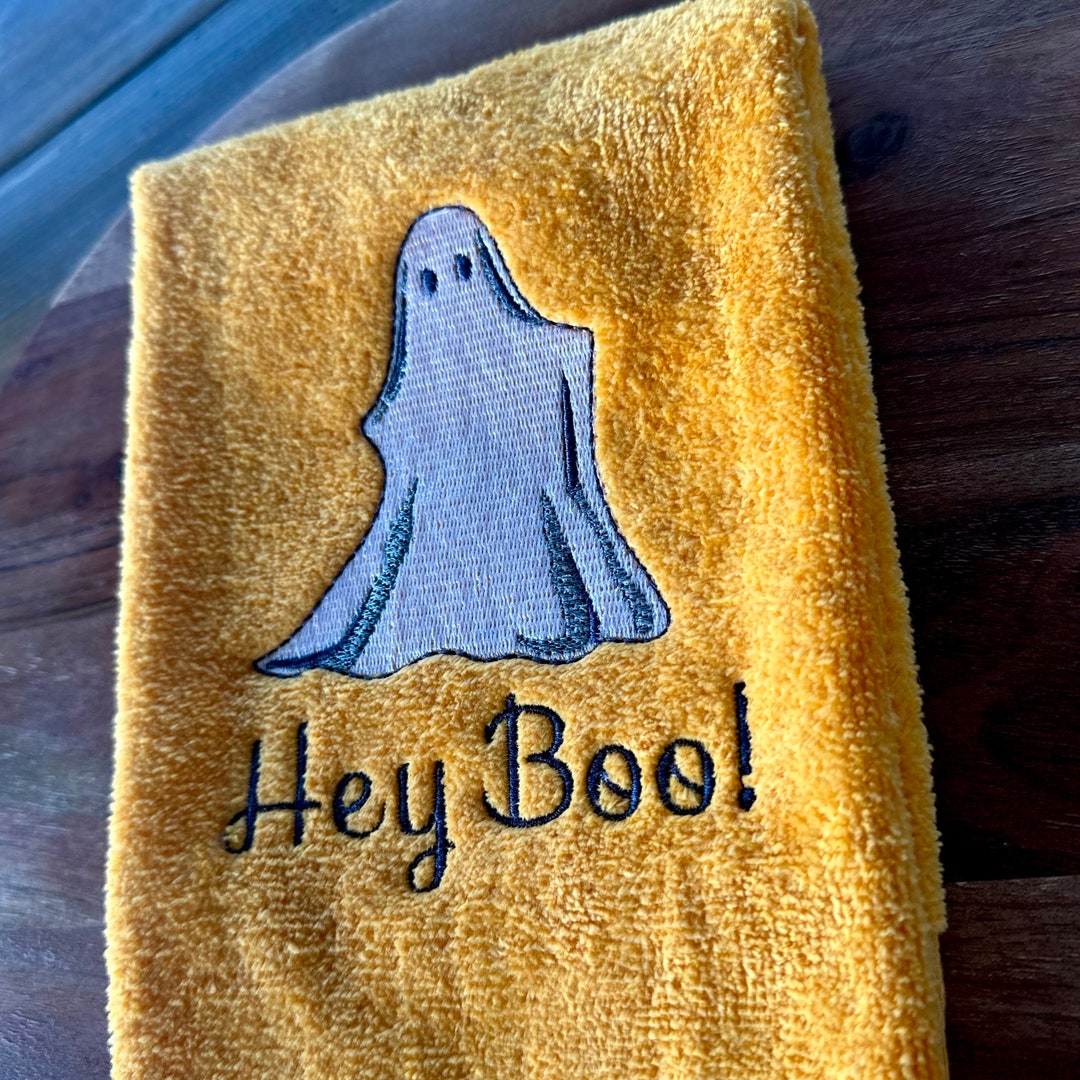 Ghost Halloween Hey Boo Fringe Fingertip Guest Hand Bathroomtowel ...