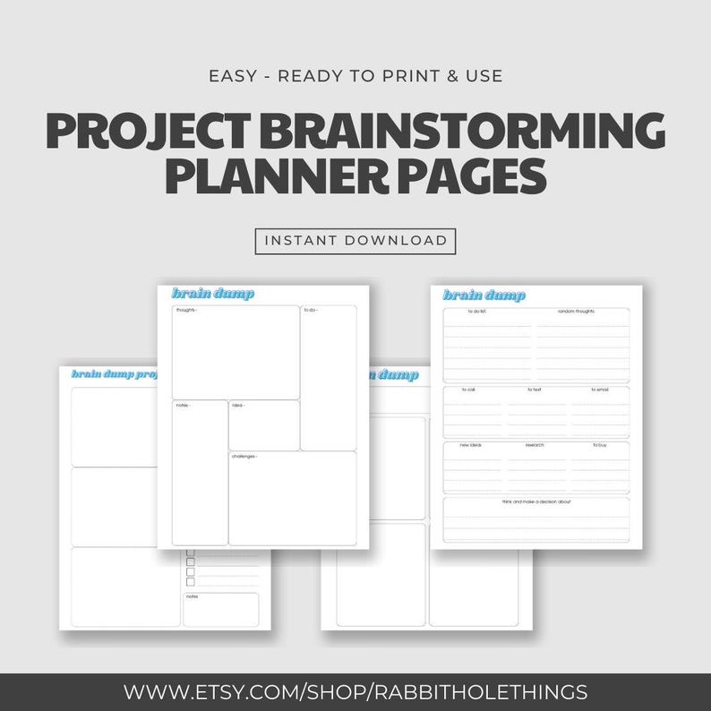Project Planning & Idea Brainstorming Worksheet Planner Bundle ...