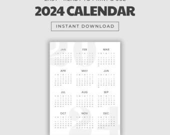 2025 Year Calendar One Page Minimalist Digital Printable Download - Etsy