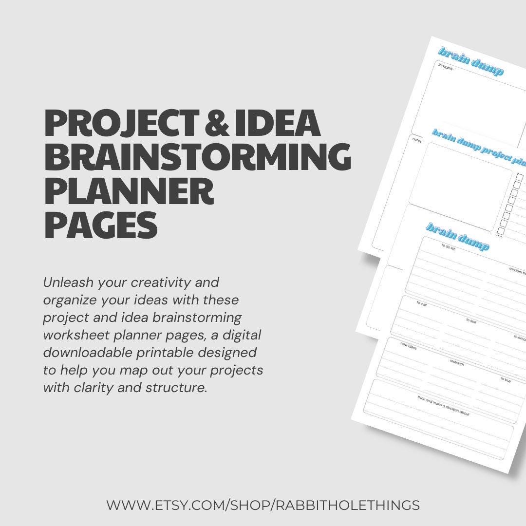 Project Planning & Idea Brainstorming Worksheet Planner Bundle ...