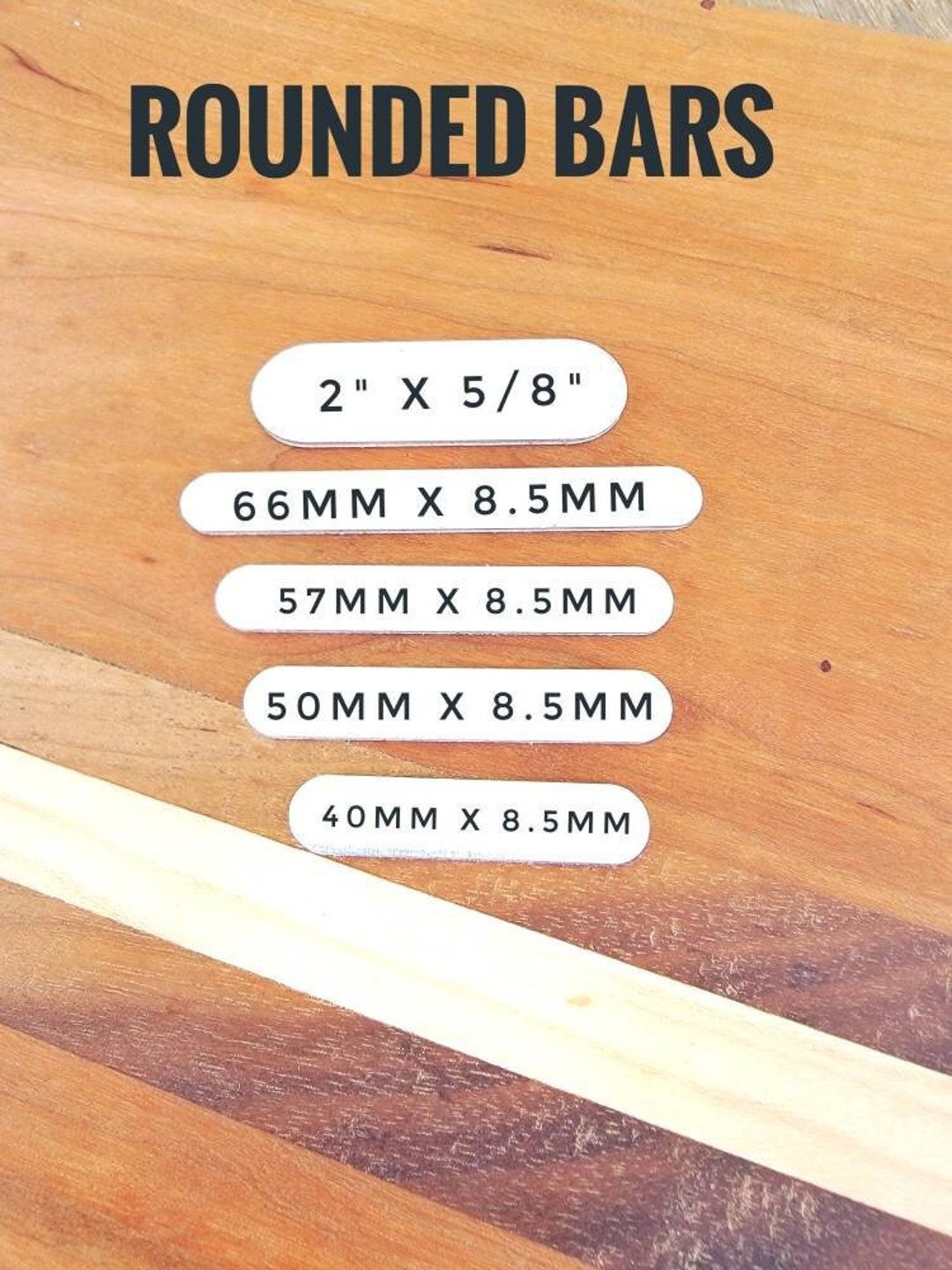 Rounded Rectangle Bar Qty (5) Metal Blanks in 14g Aluminum, 14g Pewter ...