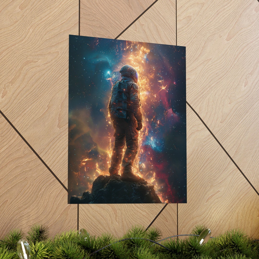Cosmic Astronaut Poster Outer Space Explorer Art Print, Futuristic ...