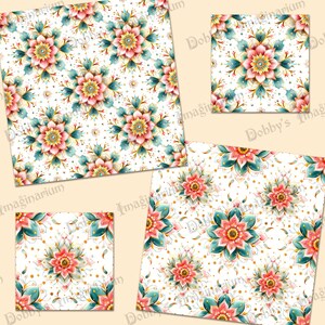 Ornamental Floral Mandala, 24 Seamless Design Patterns, Digital Paper ...