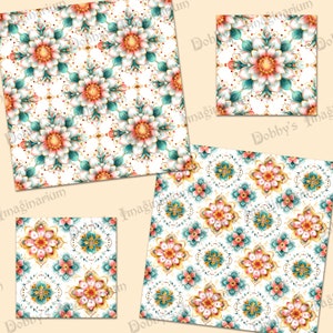 Ornamental Floral Mandala, 24 Seamless Design Patterns, Digital Paper ...