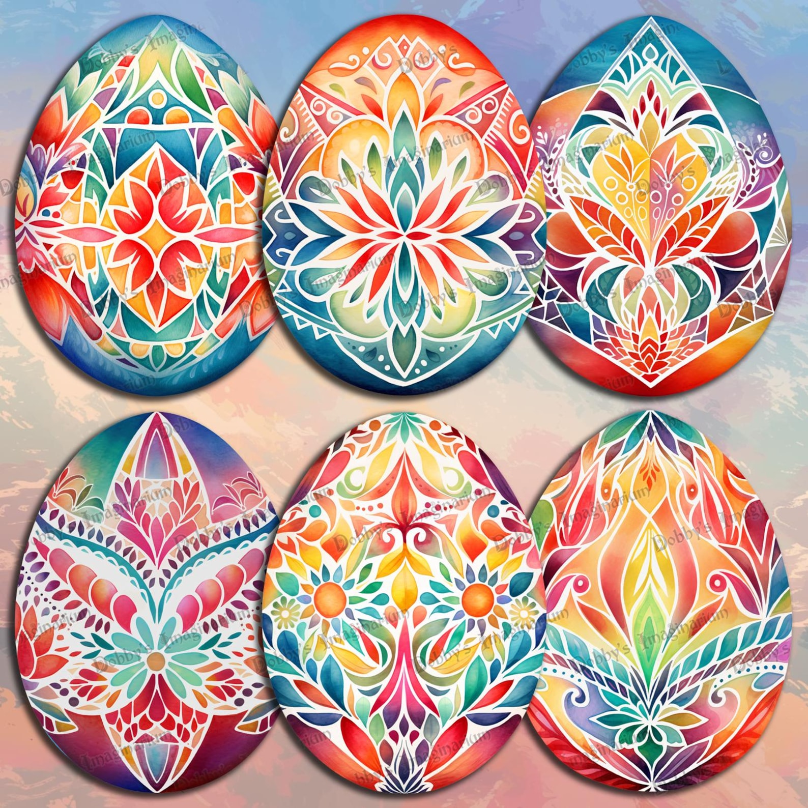 Mandala Easter Eggs Clipart - 26 Colorful PNG Designs With Transparent ...