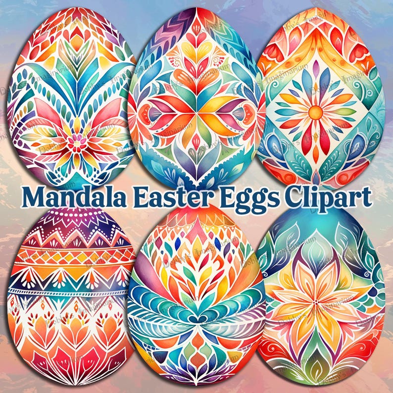 Mandala Easter Eggs Clipart - 26 Colorful PNG Designs With Transparent ...