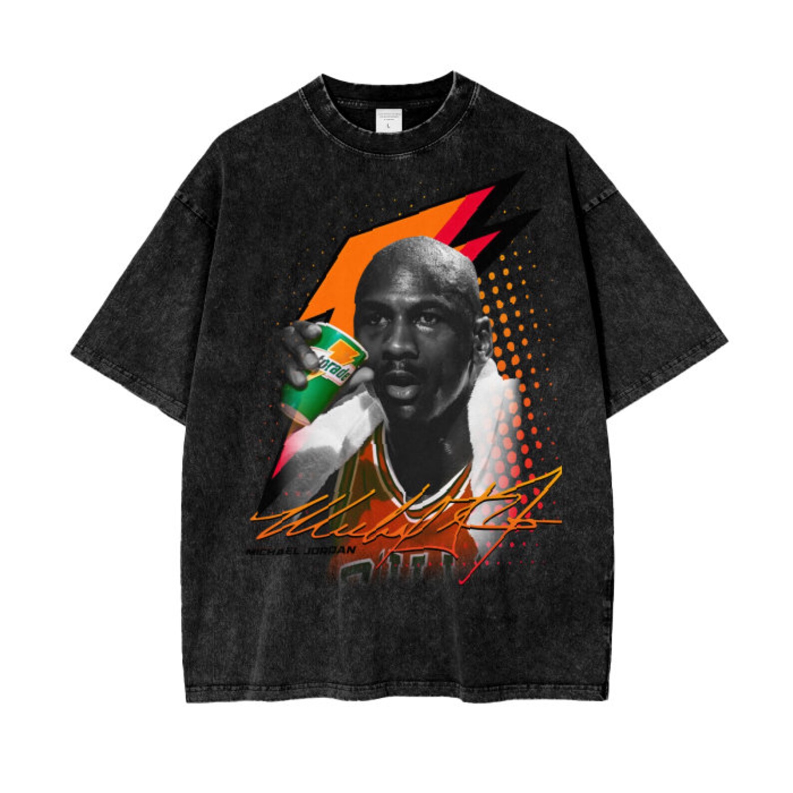 Michael Jordan Acid Wash Oversize Graphic T-shirt - Etsy