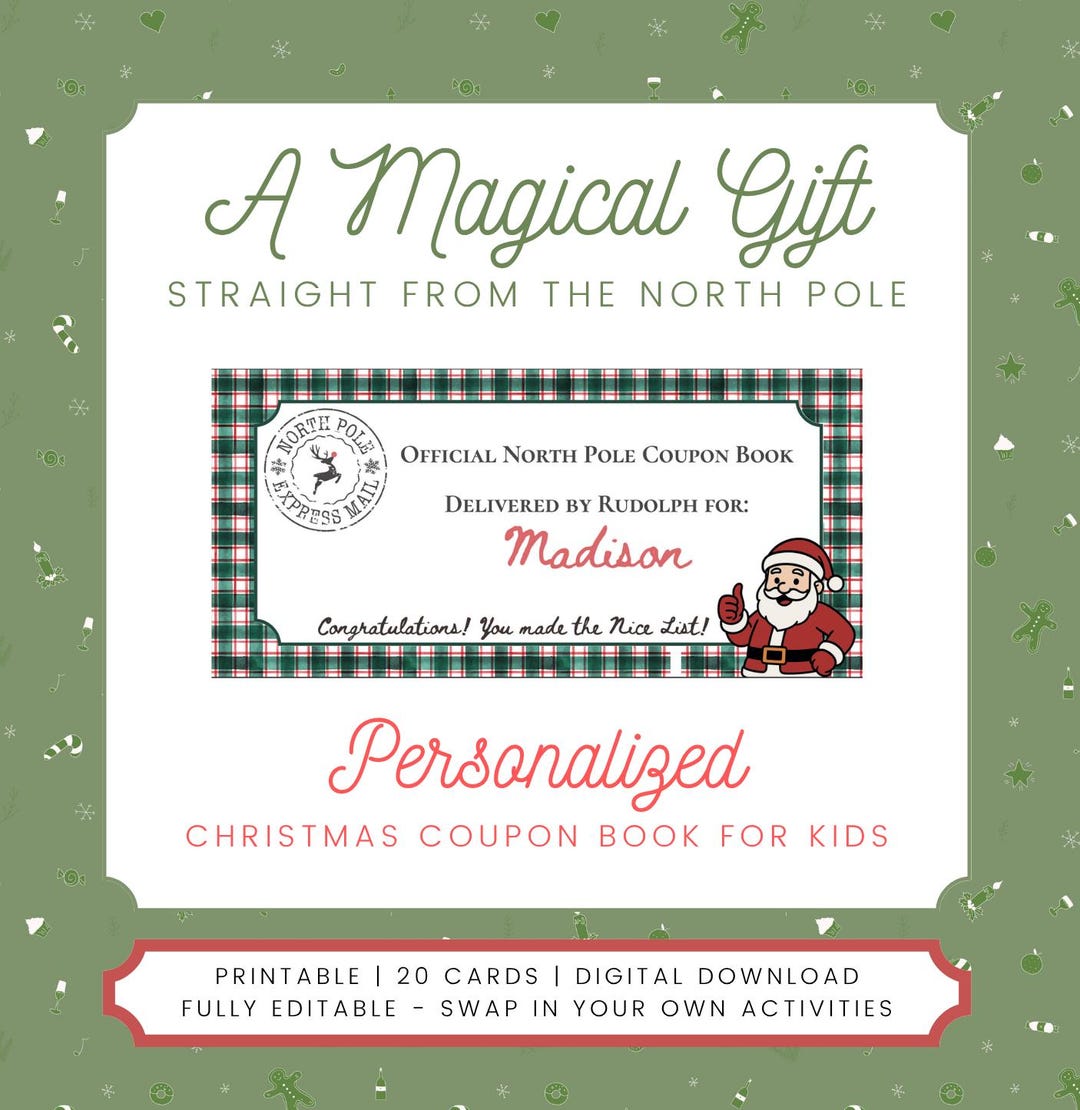 Customizable Christmas Coupon Cards for Kids - Personalized Holiday ...