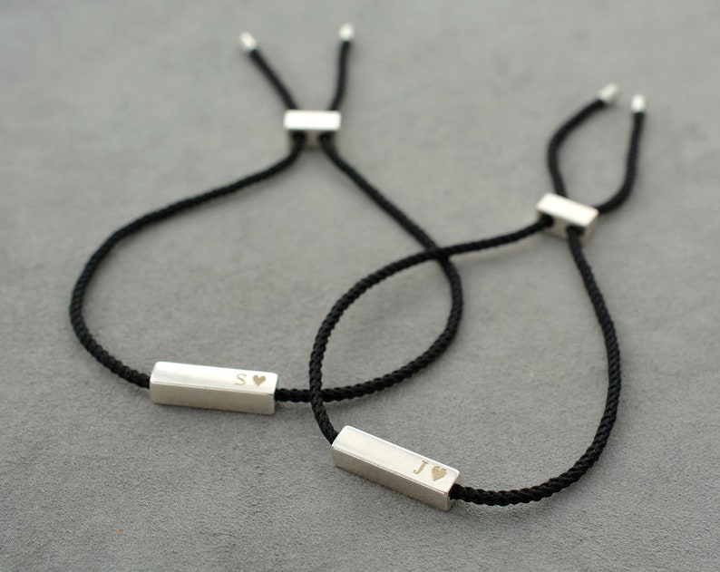 Custom Engraved Couples Bracelets Set Matching Personalized | Etsy