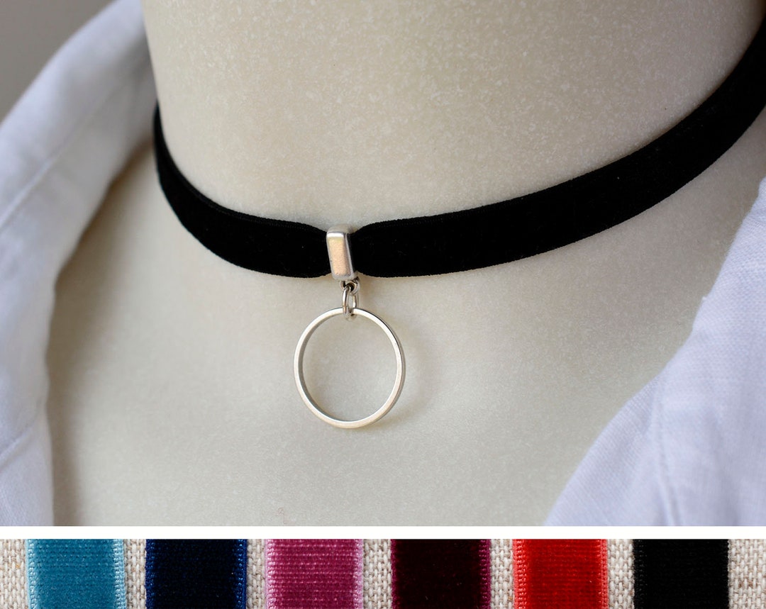 Gold or Silver O-ring Stretch Velvet Choker Elastic Choker - Etsy