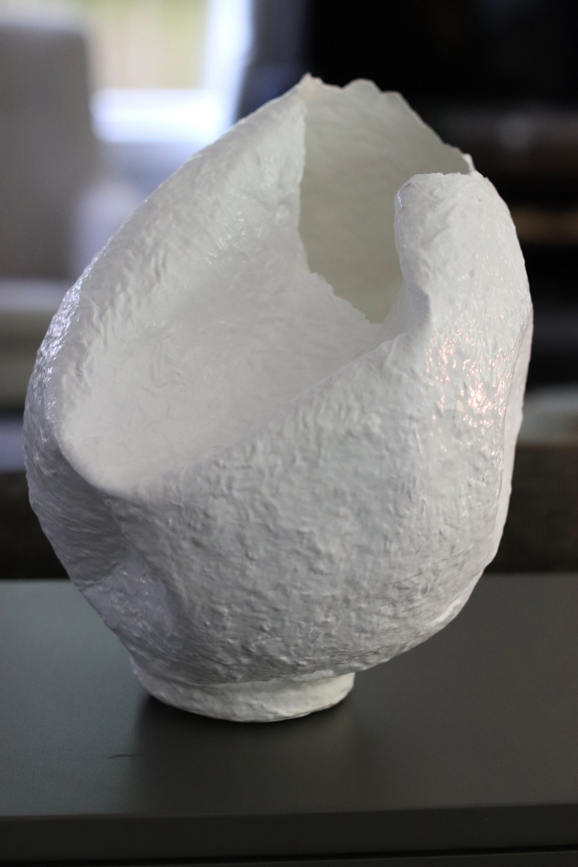 Paper Mache Vase, Acrylic Finish, White Exterior, White Interior - Etsy